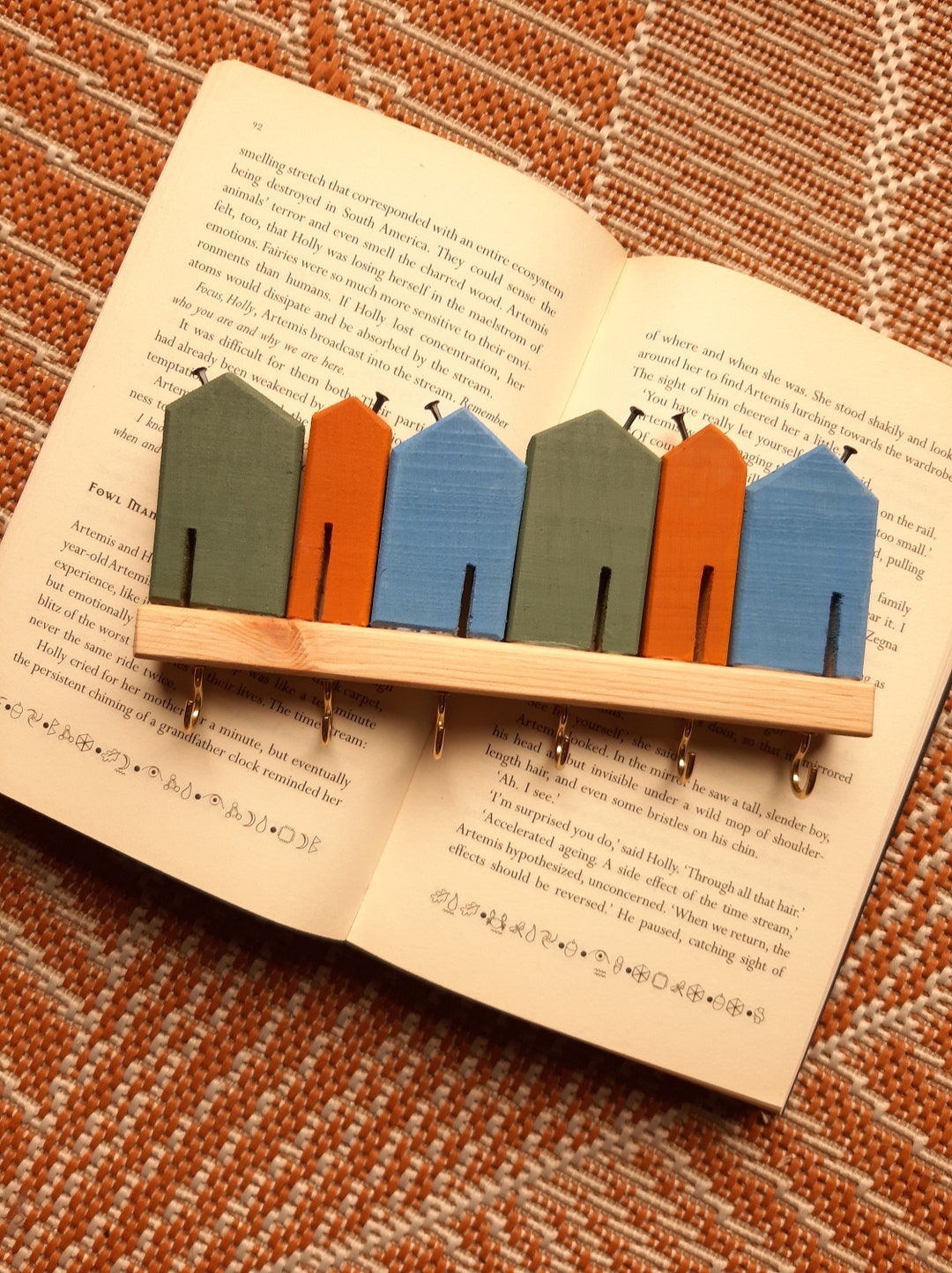 Handmade Wooden House Key Holder: Colorful Cottage Wall Hooks - Etsy