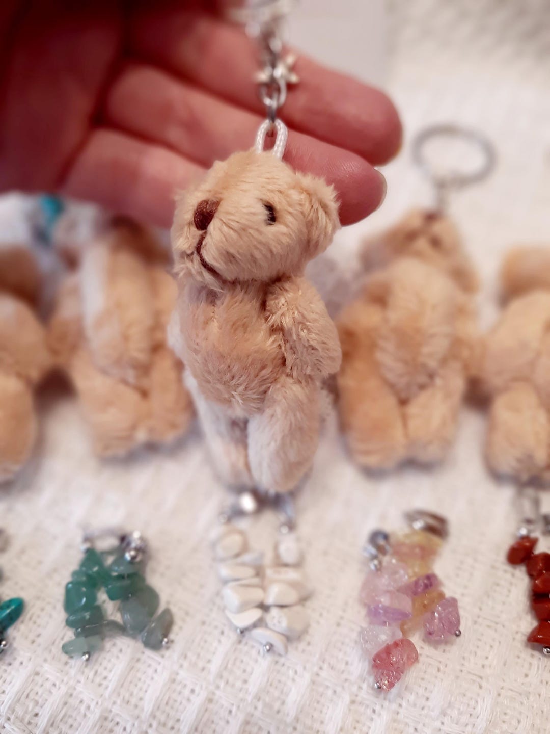 Pocket Hug Teddy Bear Keyring: Crystal Chip Charm - Comfort Gift - Etsy