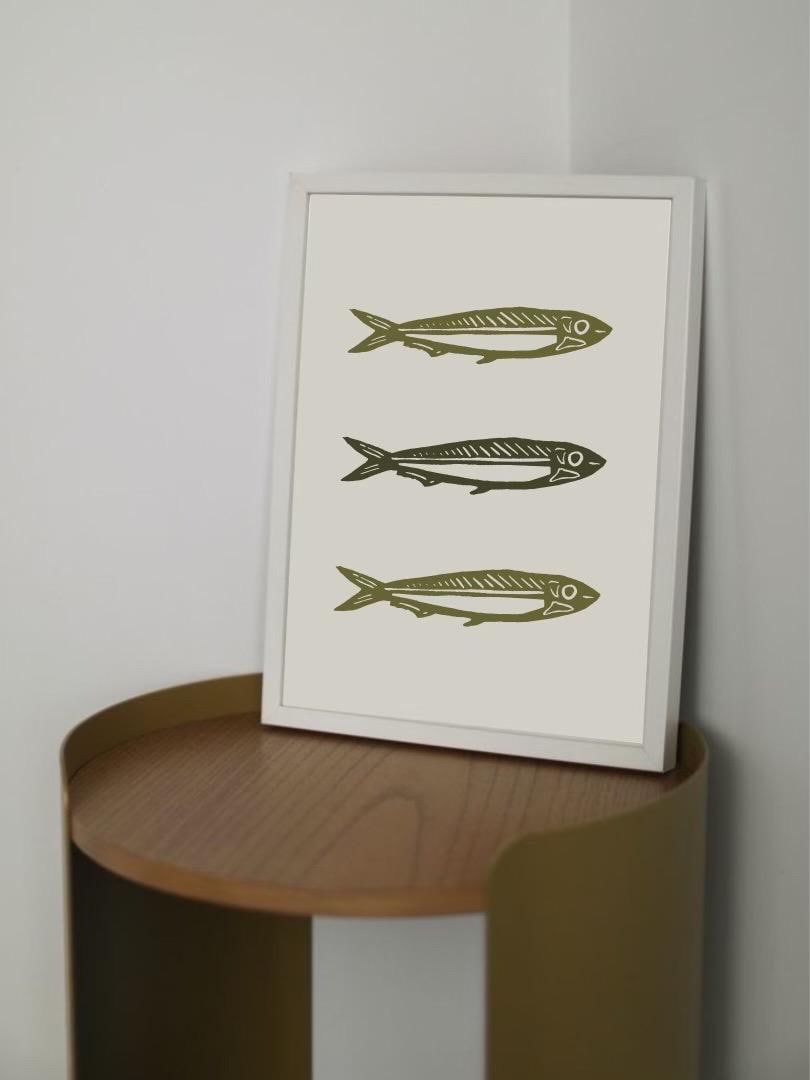 Green Fish Wall Print, Retro Wall Decor, Digital Download Print ...