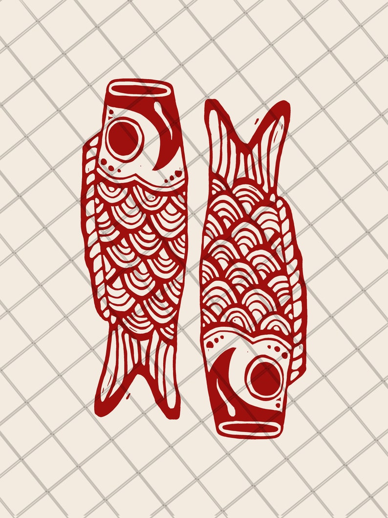 Lucky Fish Wall Print, Retro Wall Decor, Digital Download Print ...