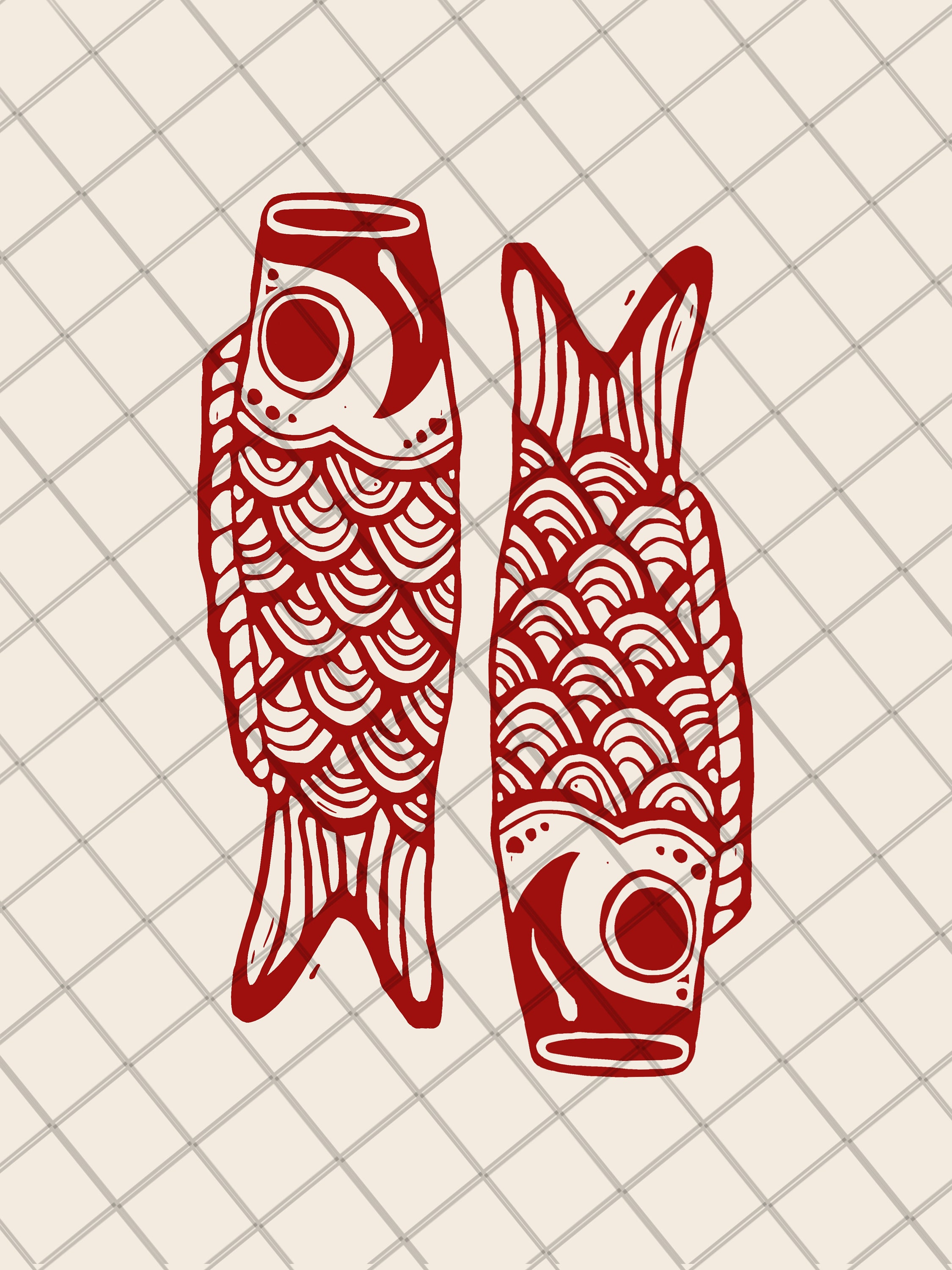 Lucky Fish Wall Print, Retro Wall Decor, Digital Download Print ...