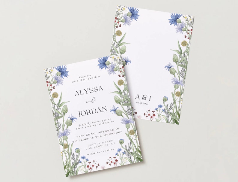 Floral Garden Wedding Invitation Template, Printable Wedding Invitation ...