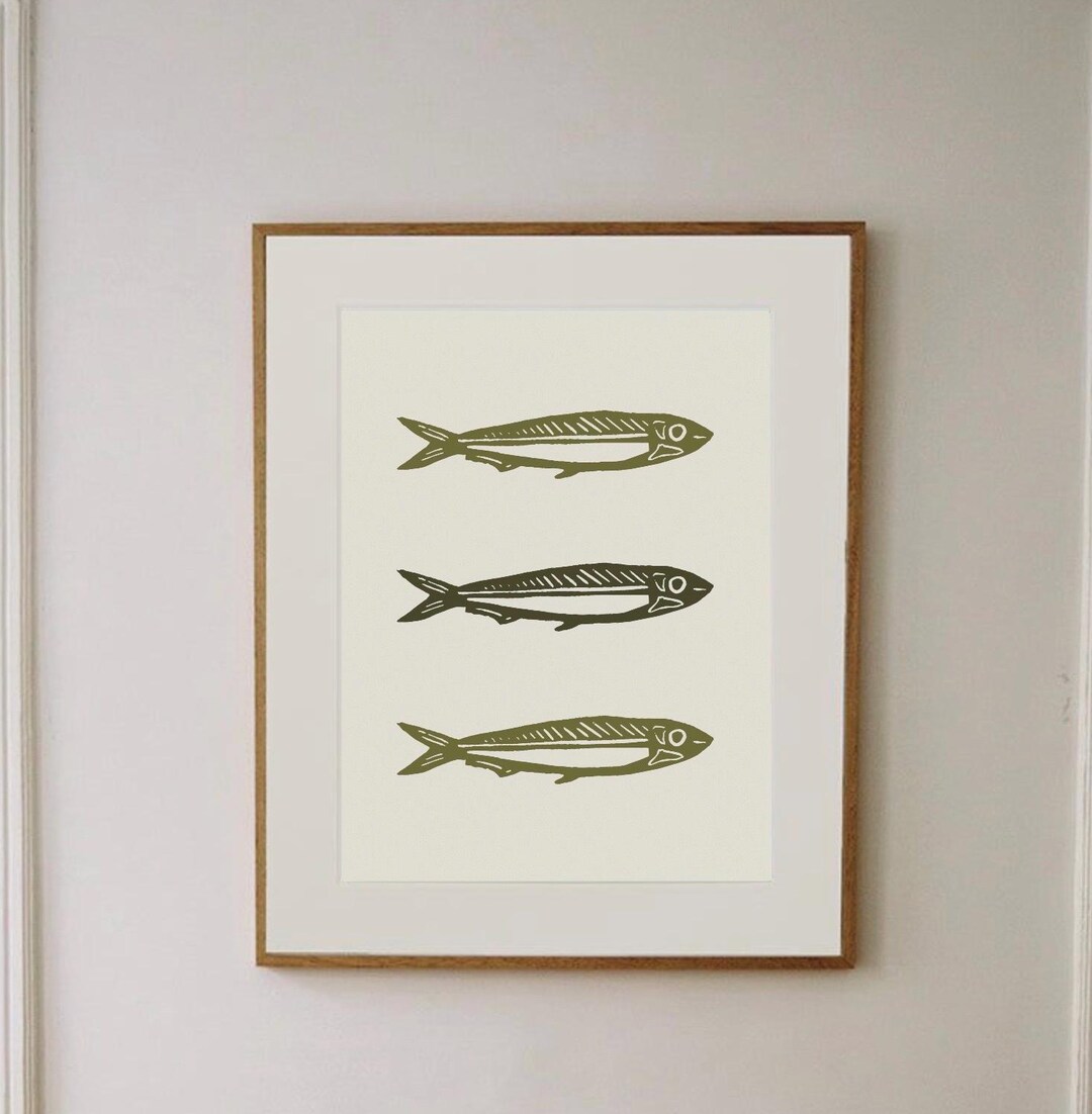 Green Fish Wall Print, Retro Wall Decor, Digital Download Print ...