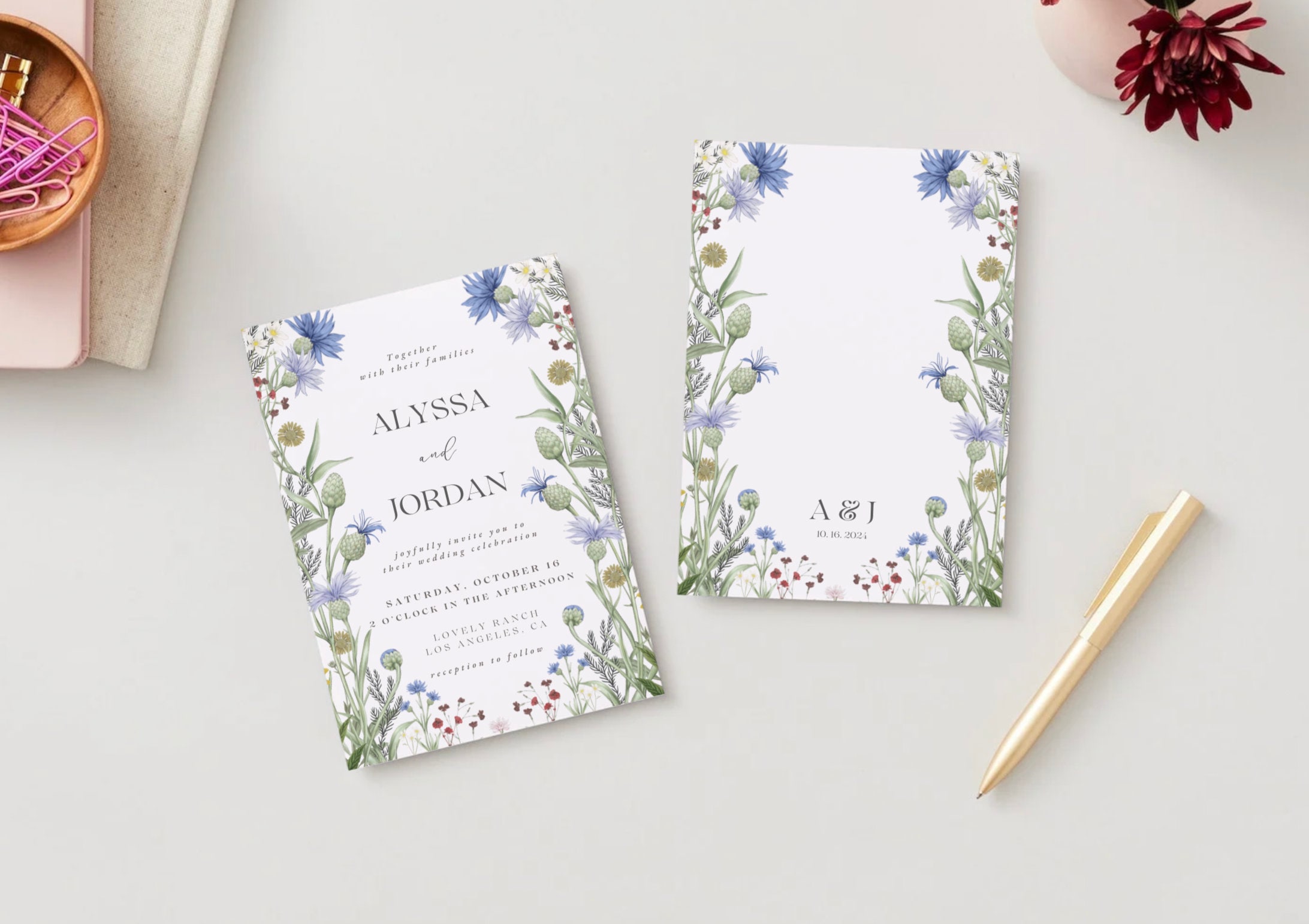 Floral Garden Wedding Invitation Template, Printable Wedding Invitation ...
