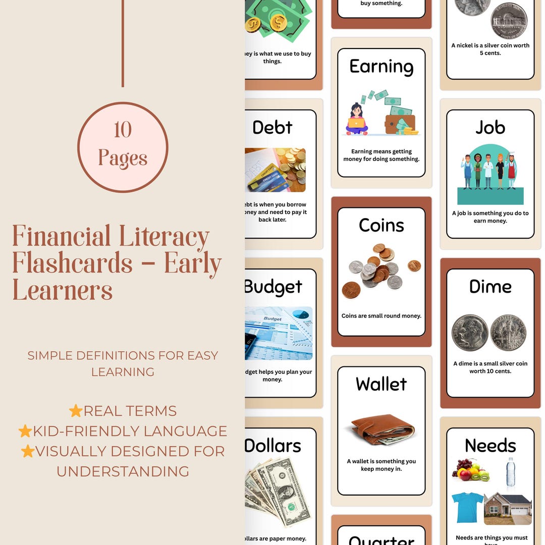 Financial Literacy Flashcards for Kids – Early Learner Set | Money ...