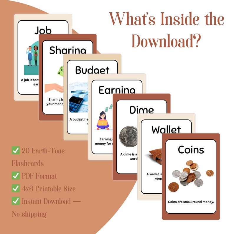 Financial Literacy Flashcards for Kids – Early Learner Set | Money ...