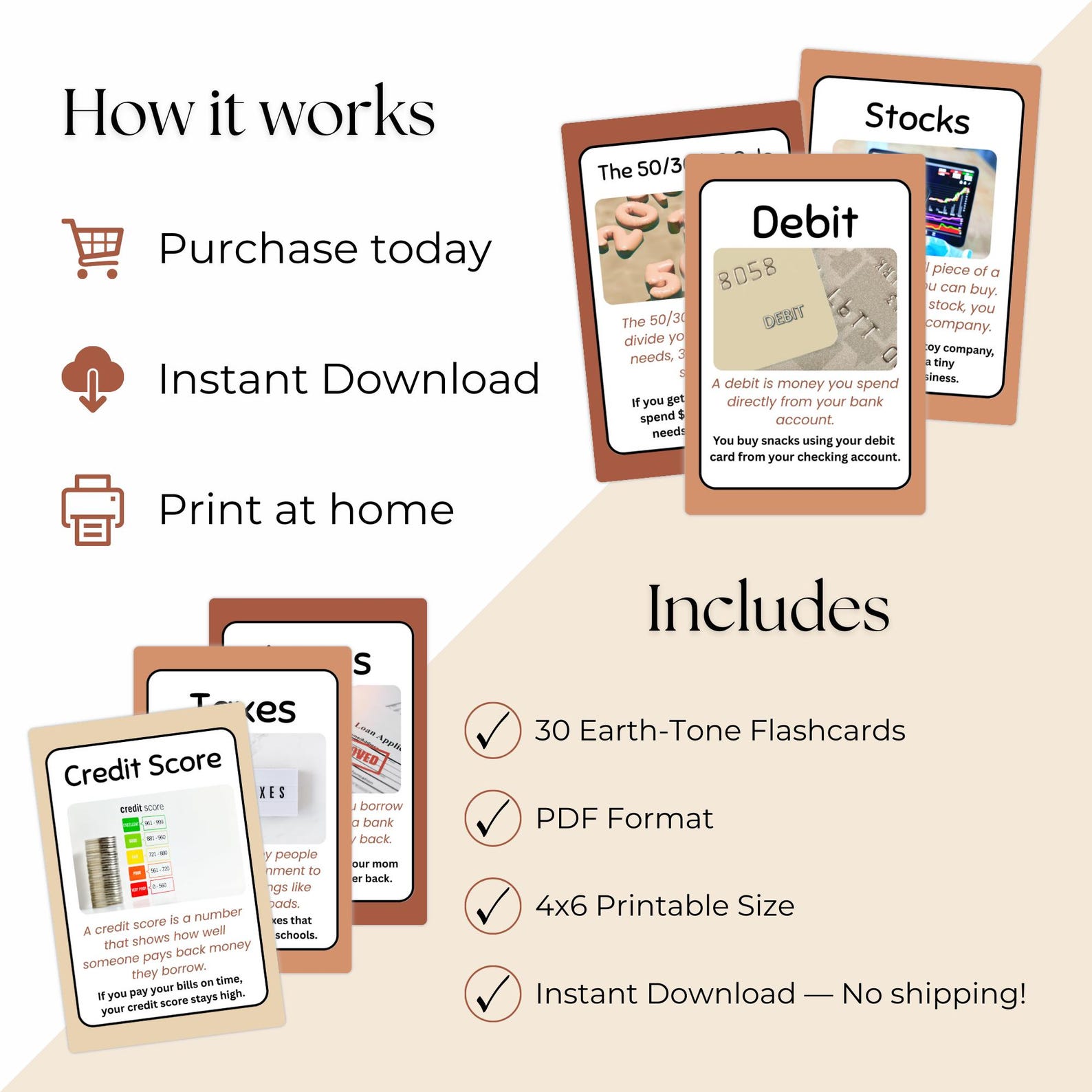 Financial Literacy Flashcards for Kids – Elementary Set | Budgeting ...
