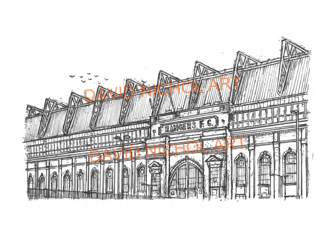Ibrox Stadium Front (club Deck) Print - Mono - Etsy