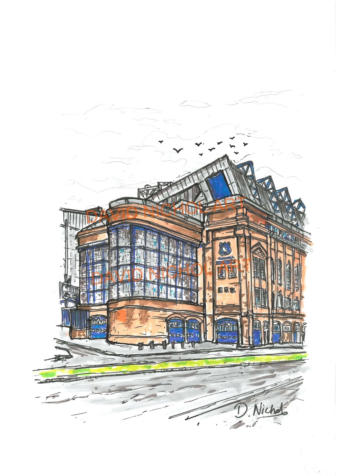 Ibrox Stadium Print - Colour - Etsy