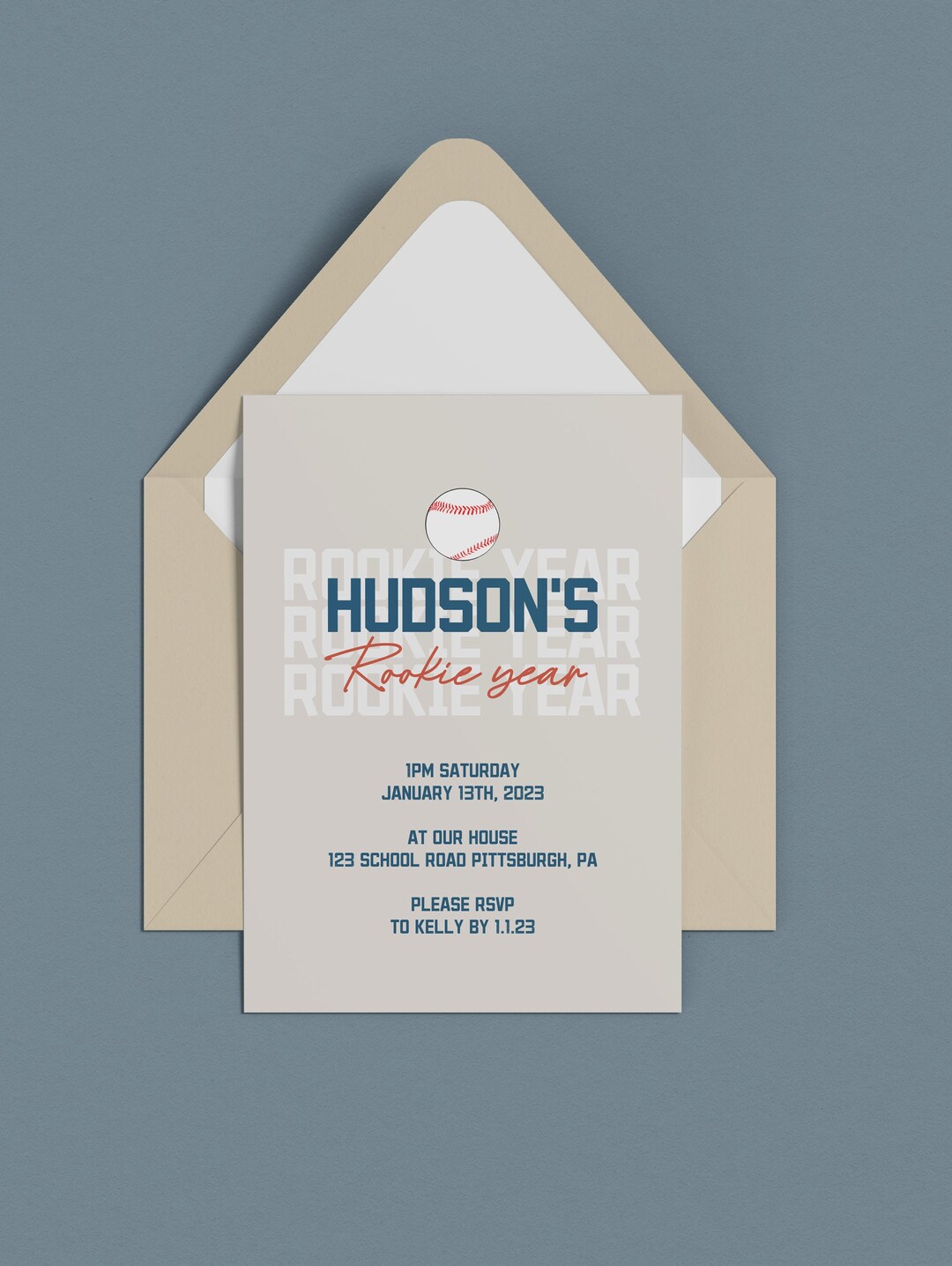 ROOKIE YEAR Rookie of the Year Birthday Invitation, Baseball First ...