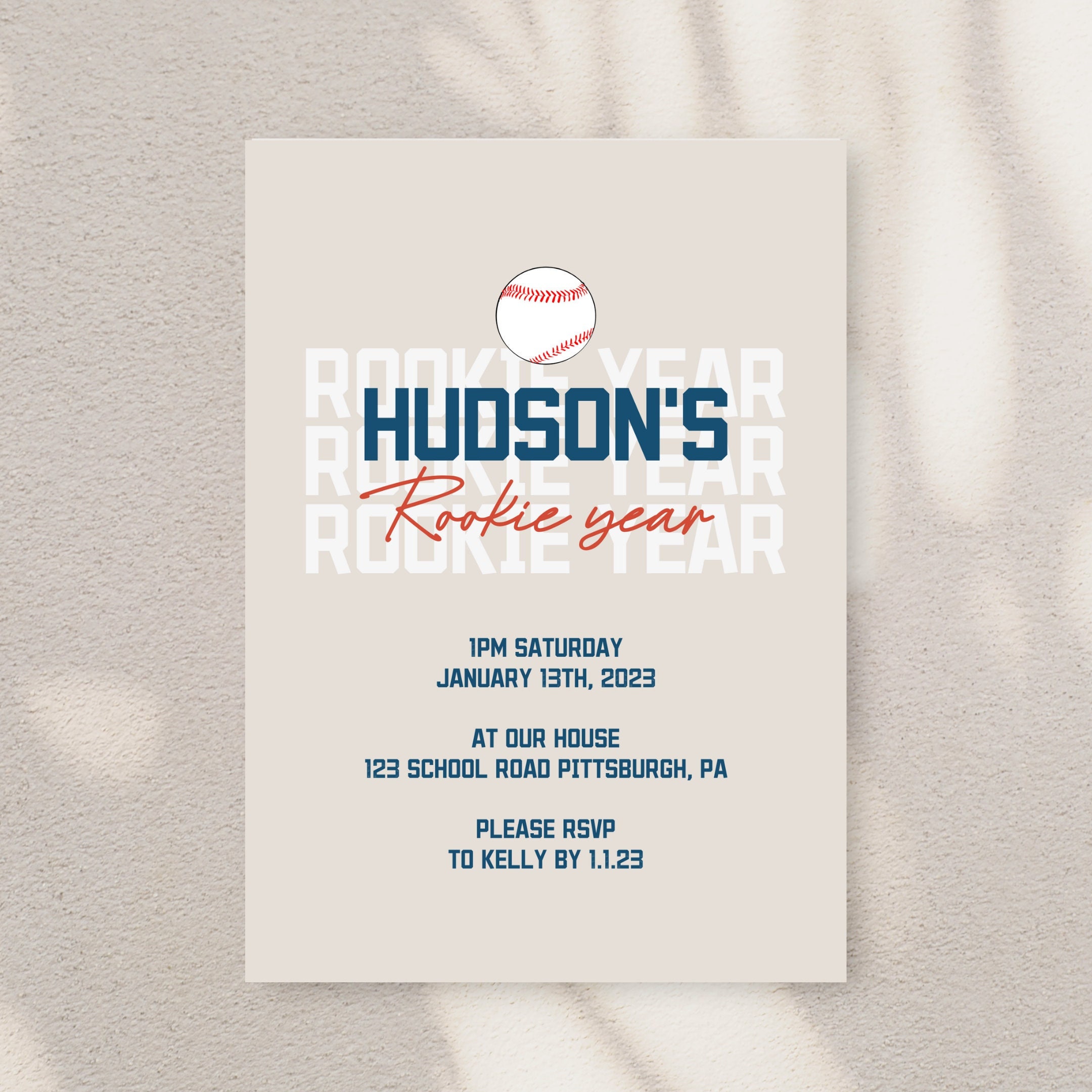 ROOKIE YEAR Rookie of the Year Birthday Invitation, Baseball First ...
