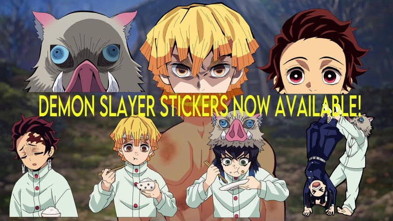 Demon Slayer (tanjiro, Zenitsu, Inosuke) Glossy Vinyl Stickers - Etsy