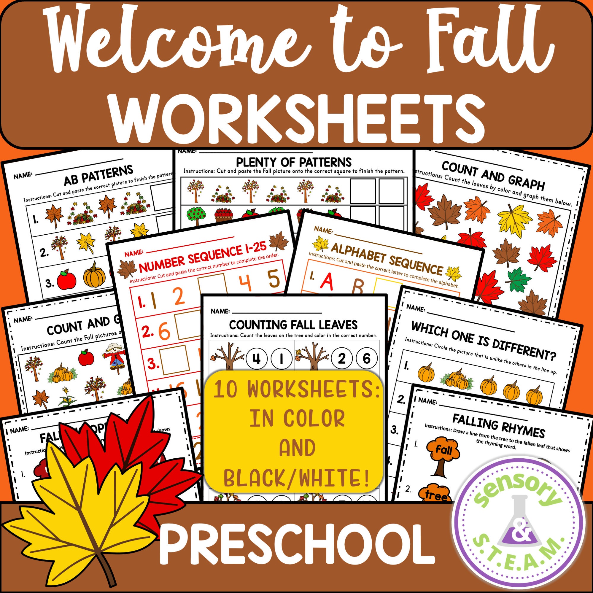 WELCOME TO FALL Learning Activities and Worksheet Set With Learning ...
