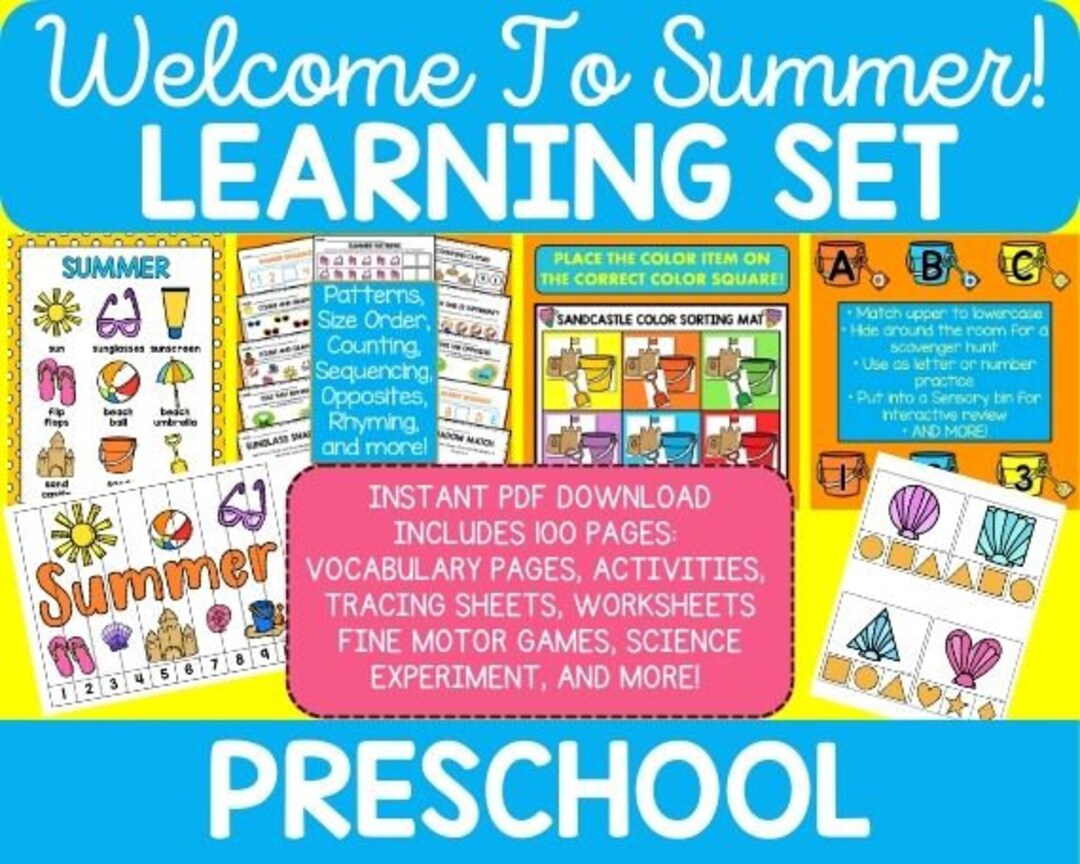Summer Fun Preschool Educational Printables: Engaging Activities for ...