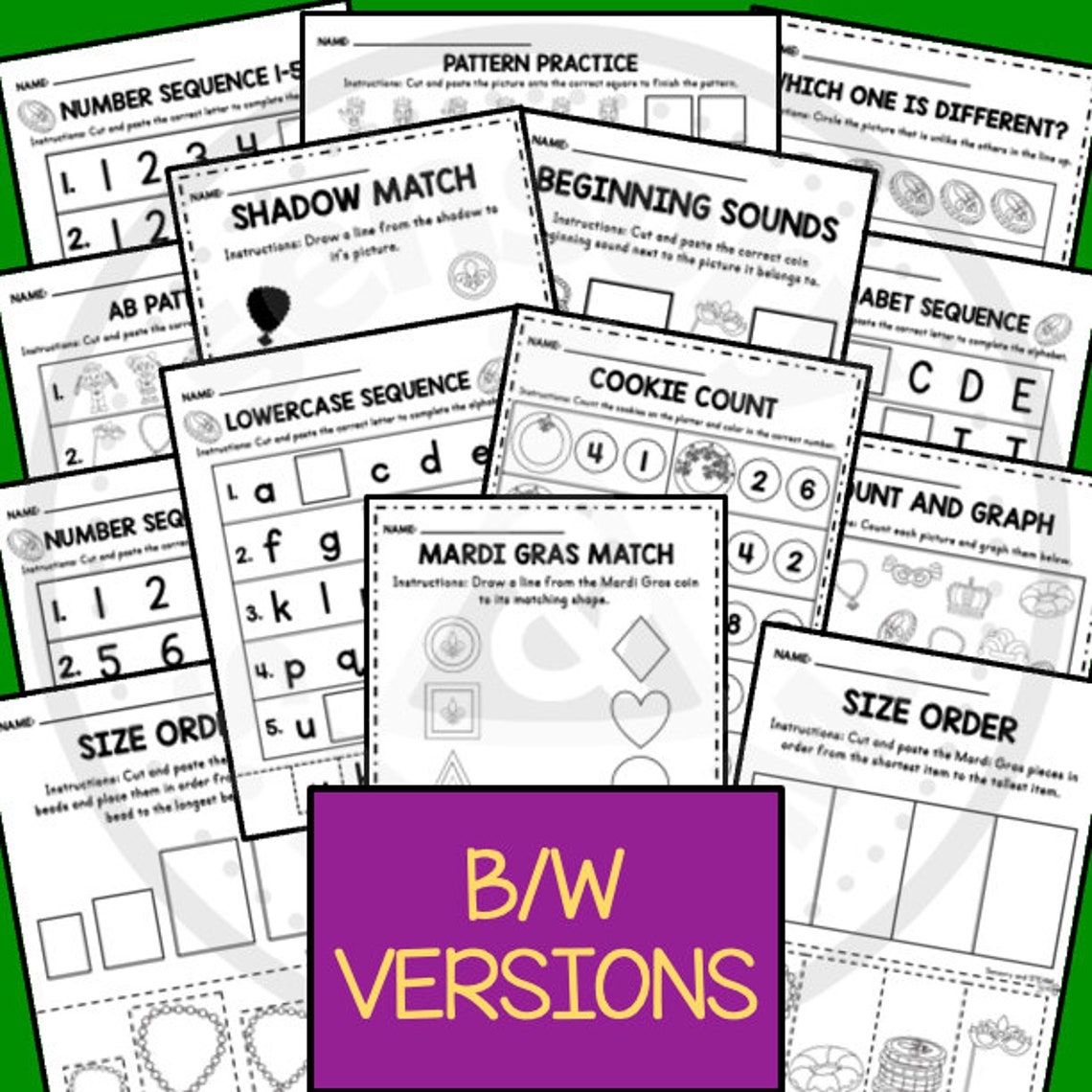 MARDI GRAS Learning Activity Worksheet Set With Vocabulary Games and ...