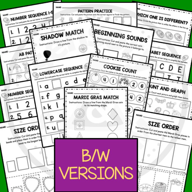 MARDI GRAS Learning Activity Worksheet Set With Vocabulary Games and ...