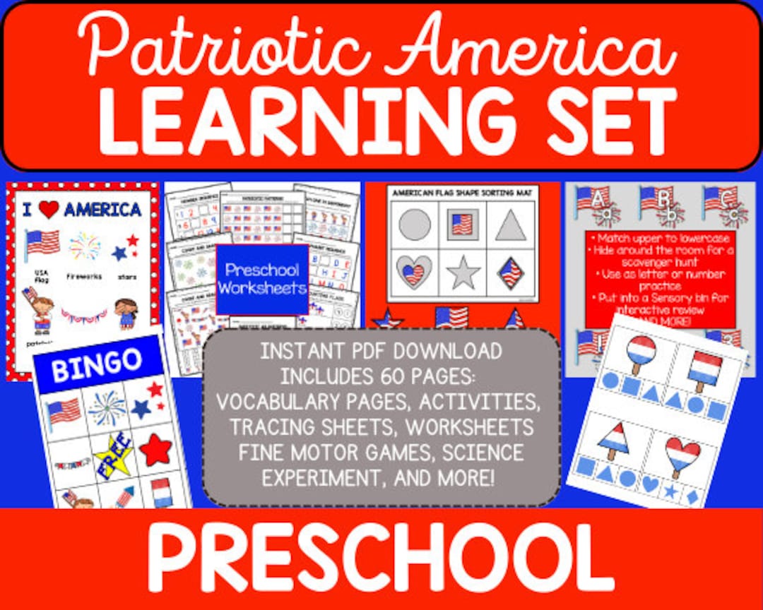 America Patriotic Preschool Educational Printables: Engaging Learning ...