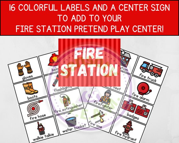 FIRE STATION Dramatic Play Center Labels for Pretend Play | Fire Safety ...