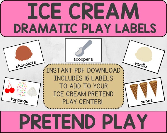 ICE CREAM SHOP Dramatic Play Center Labels for Pretend Play | Spring ...
