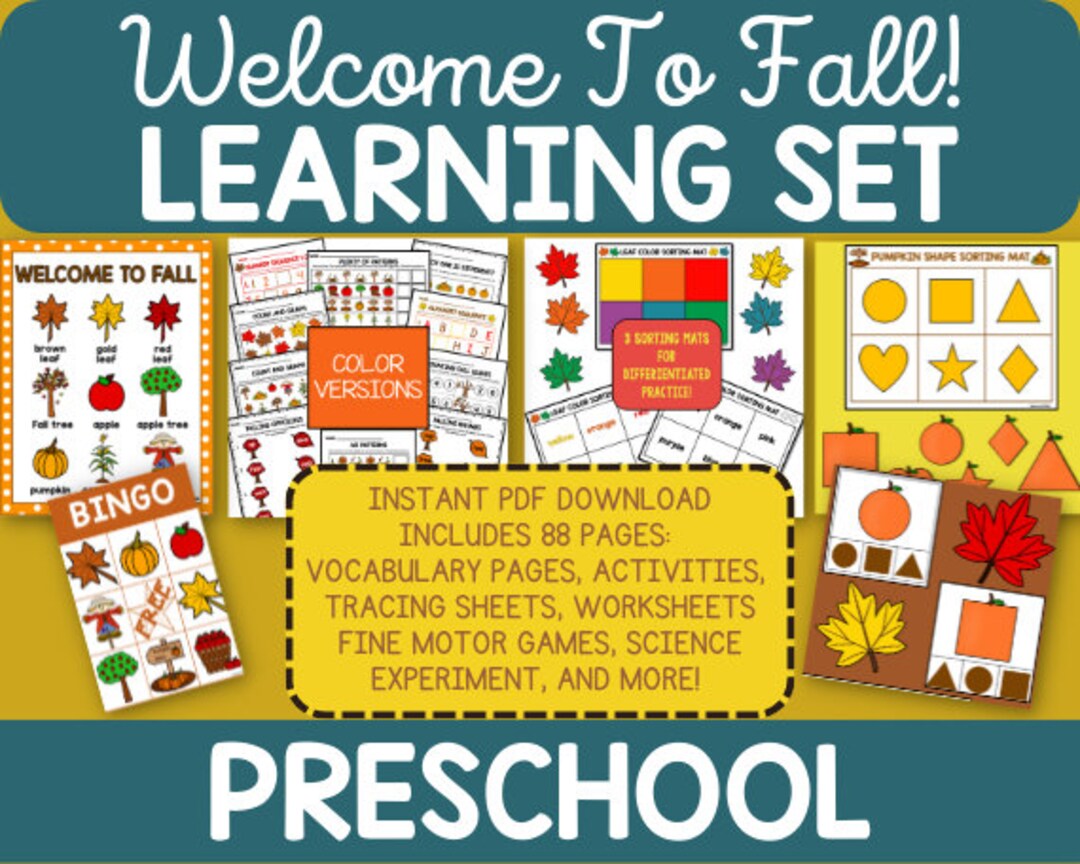 WELCOME TO FALL Learning Activities and Worksheet Set With Learning ...