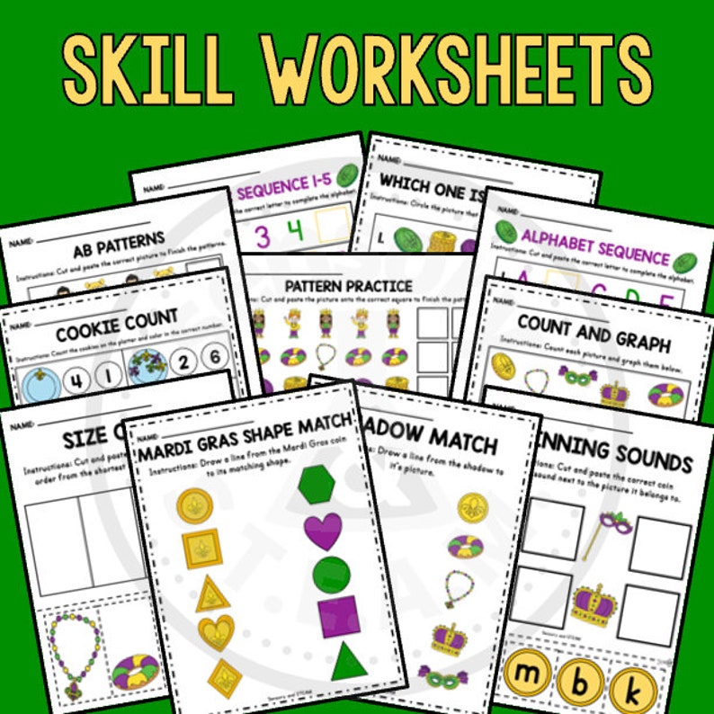MARDI GRAS Learning Activity Worksheet Set With Vocabulary Games and ...