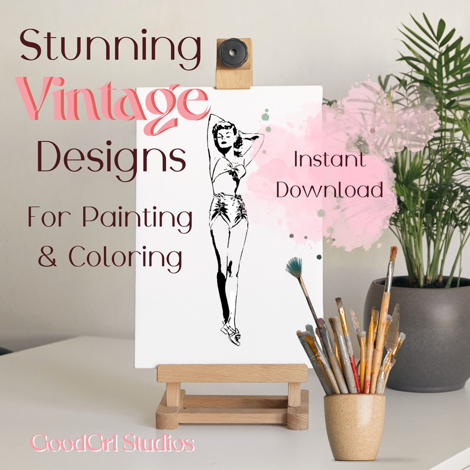 Vintage Pinup SVG Pre-drawn Coloring Page | Divine Feminine DIY Gallery ...