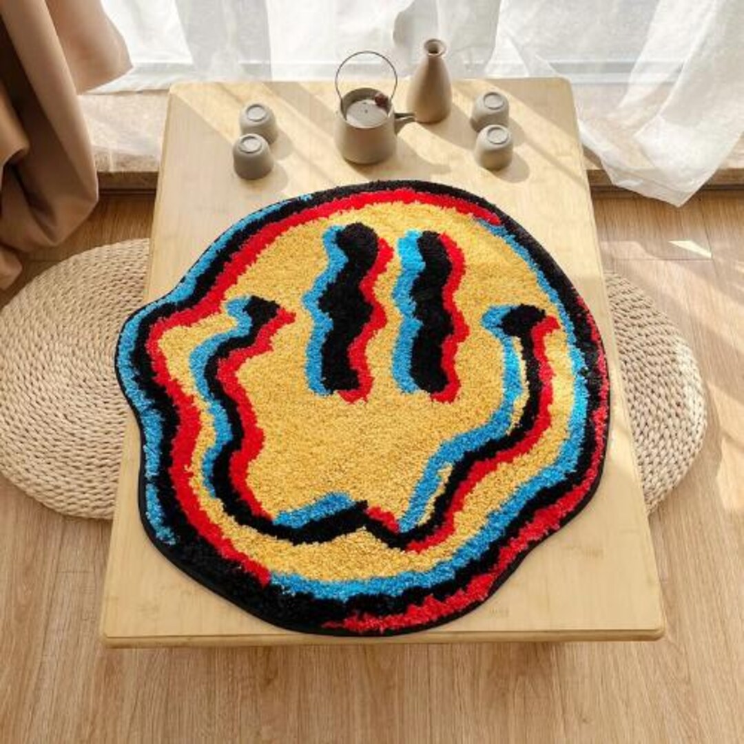 Trippy Smiling Rug, Unique Handmade Rug, Ideal Friend Gift, Bedroom Rug ...