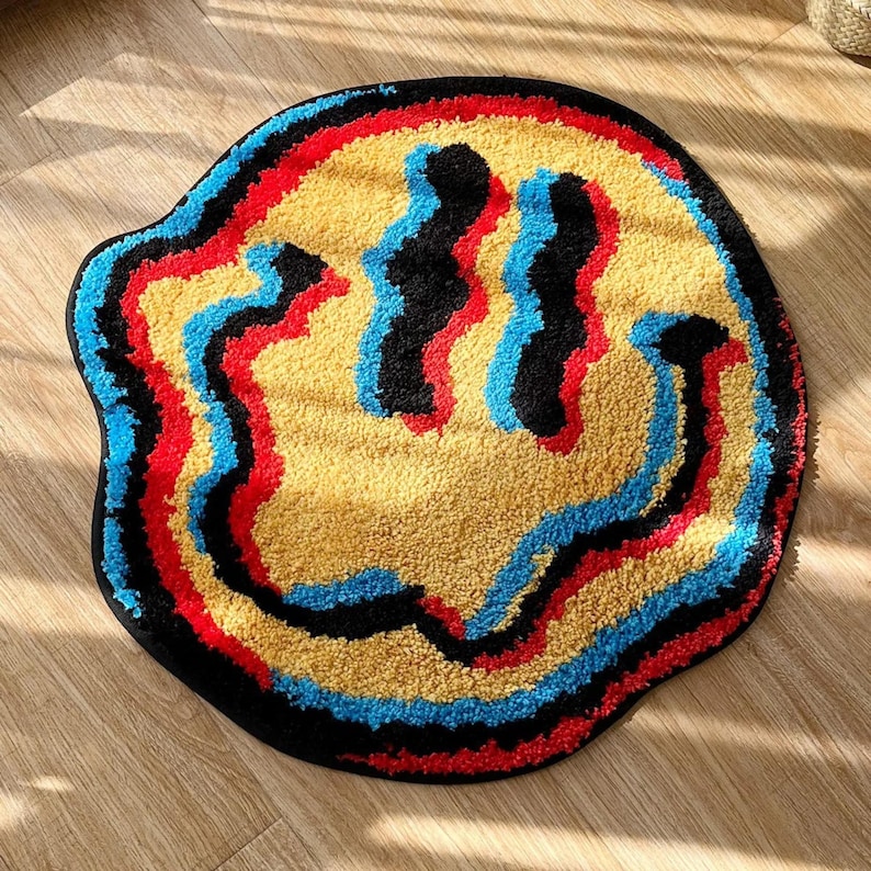 Trippy Smiling Rug, Unique Handmade Rug, Ideal Friend Gift, Bedroom Rug ...