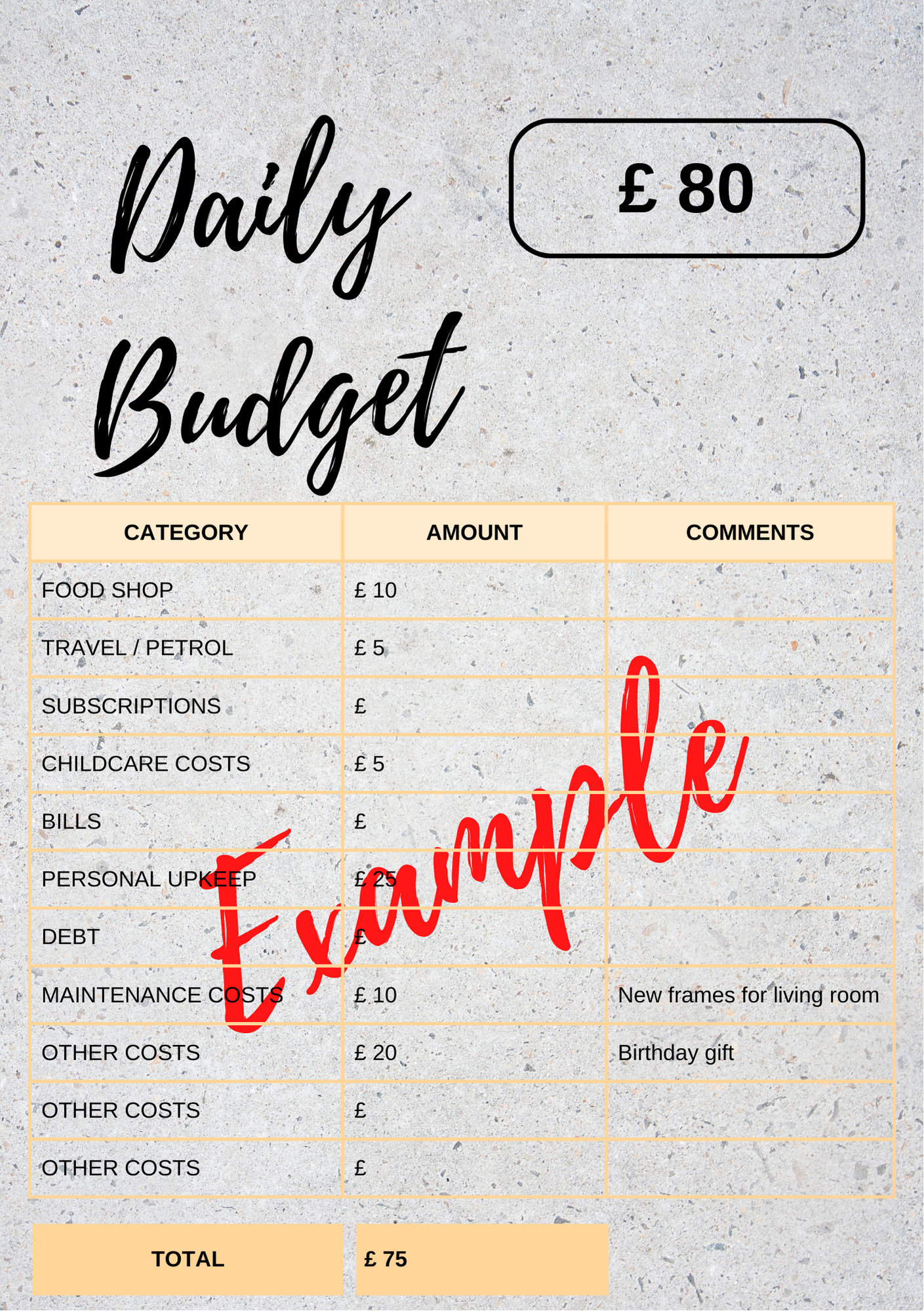 Printable Basic Daily Budget Planner - Etsy