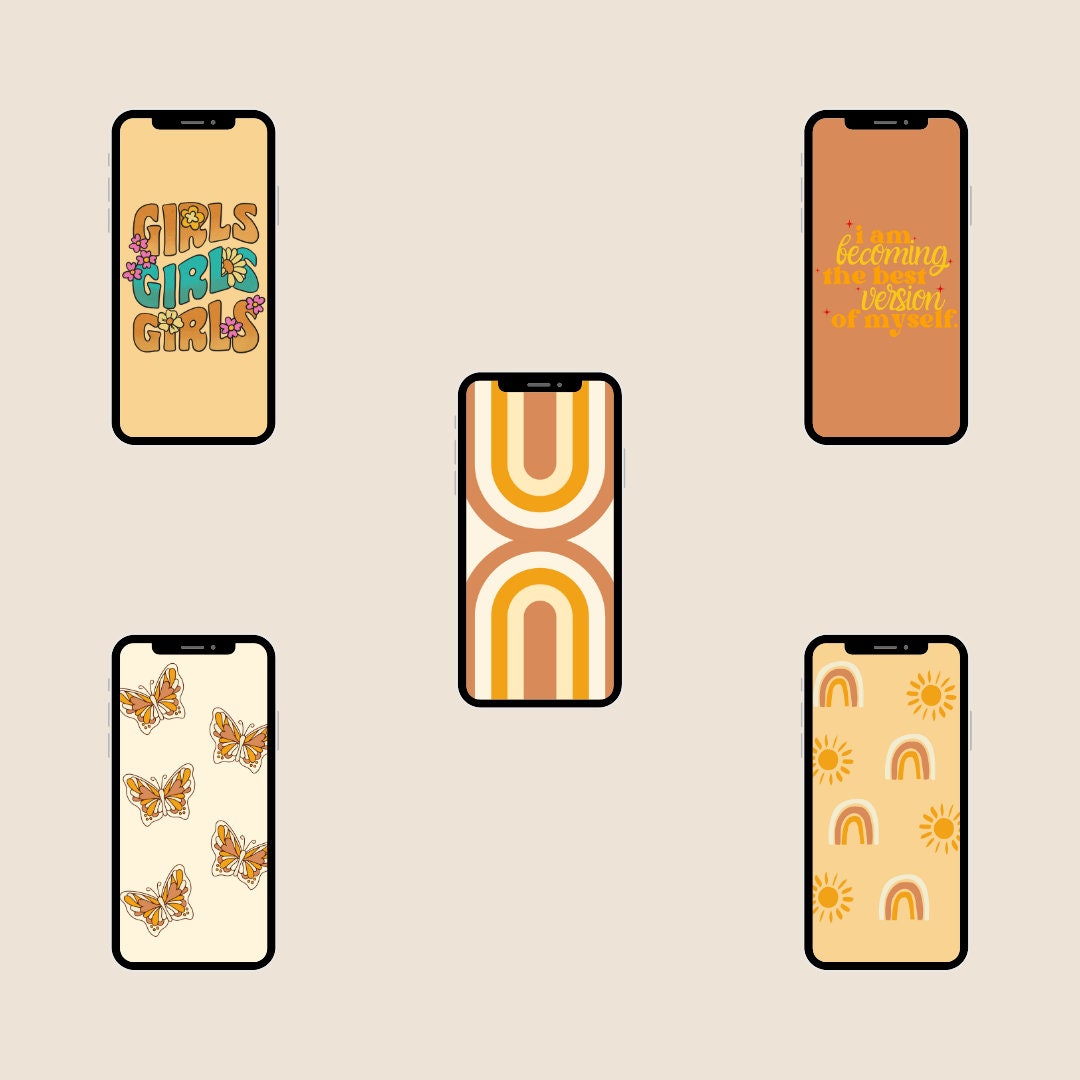 5 Boho Retro Wallpapers - Etsy