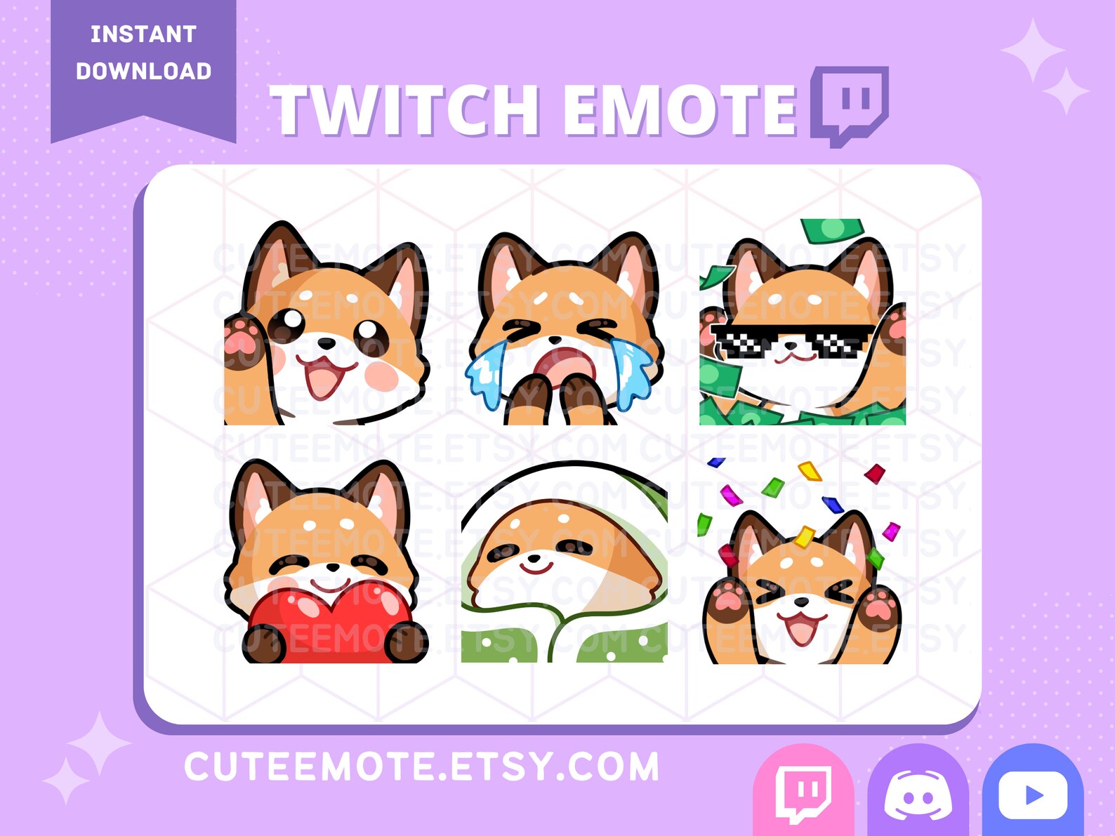 Cute Fox Twitch Emotes For Streamer Pack 1 Discord Emote Etsy Israel