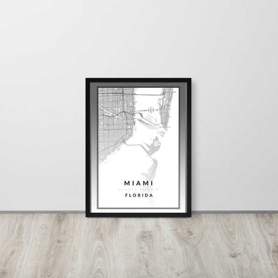 Map of Miami FL. State of Florida. Miami Poster. Printable - Etsy