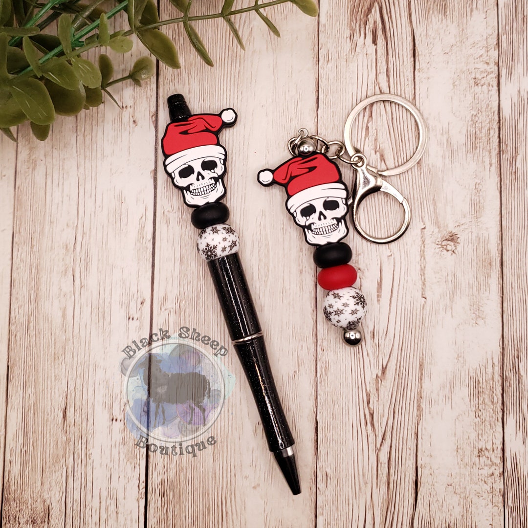 Silicone Bead Skeleton Santa Pen & Keychain - Etsy