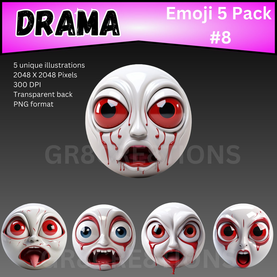 Drama Pack #8 - 5 3D White Emojis, Expressive Faces, 2048x2048 PNG ...