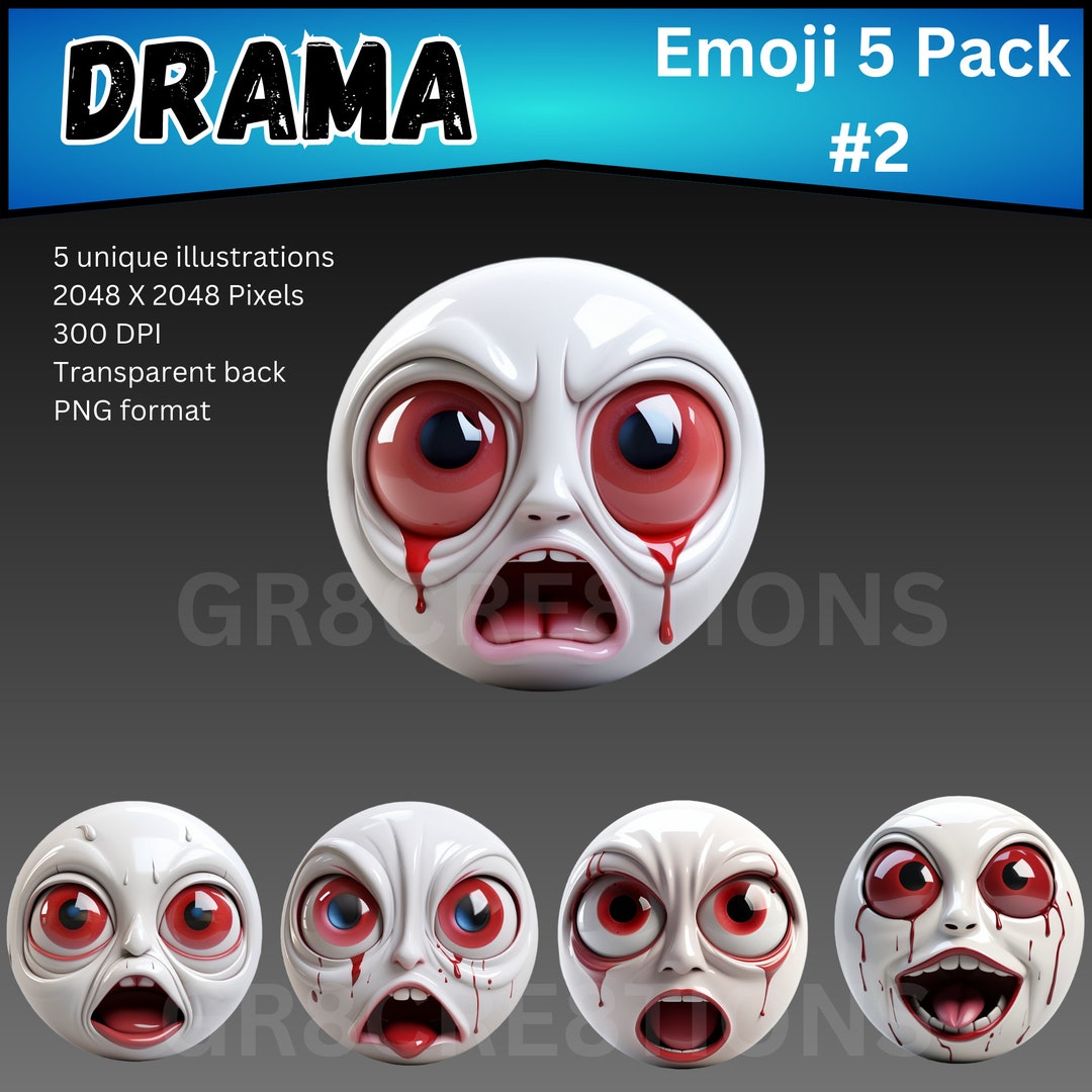 Drama Pack #2 - 5 Unique 3D White Emojis, Expressive Faces, 2048x2048 ...