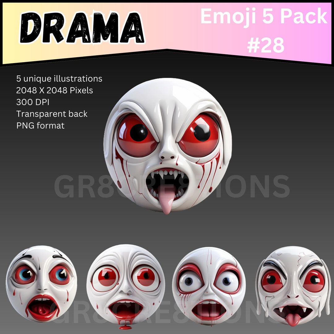 Drama Pack #28 - 5 3D White Emojis, 2048 X 2048 PNG, Emoji Artistry ...