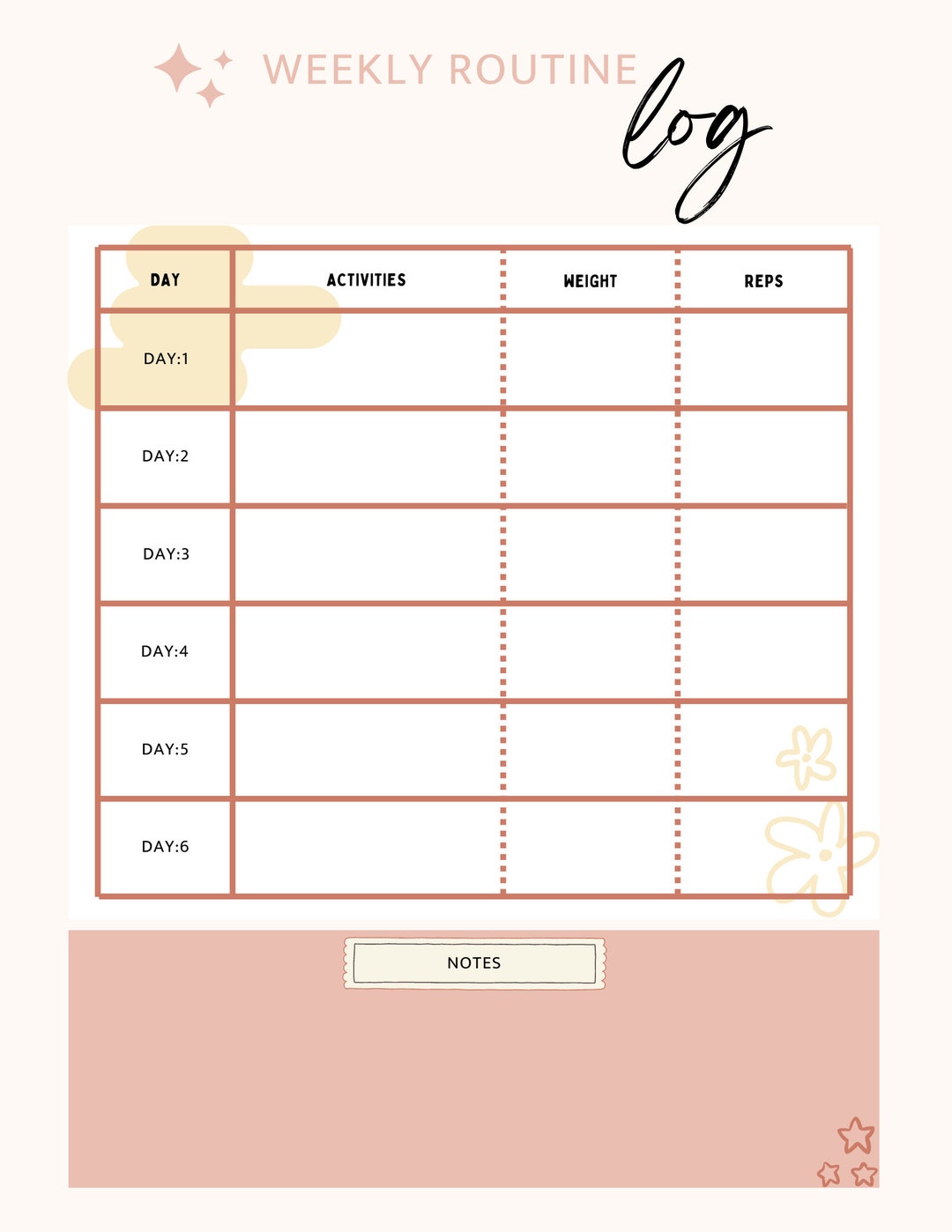 Weekly Workout Routine Planner/journal - Etsy