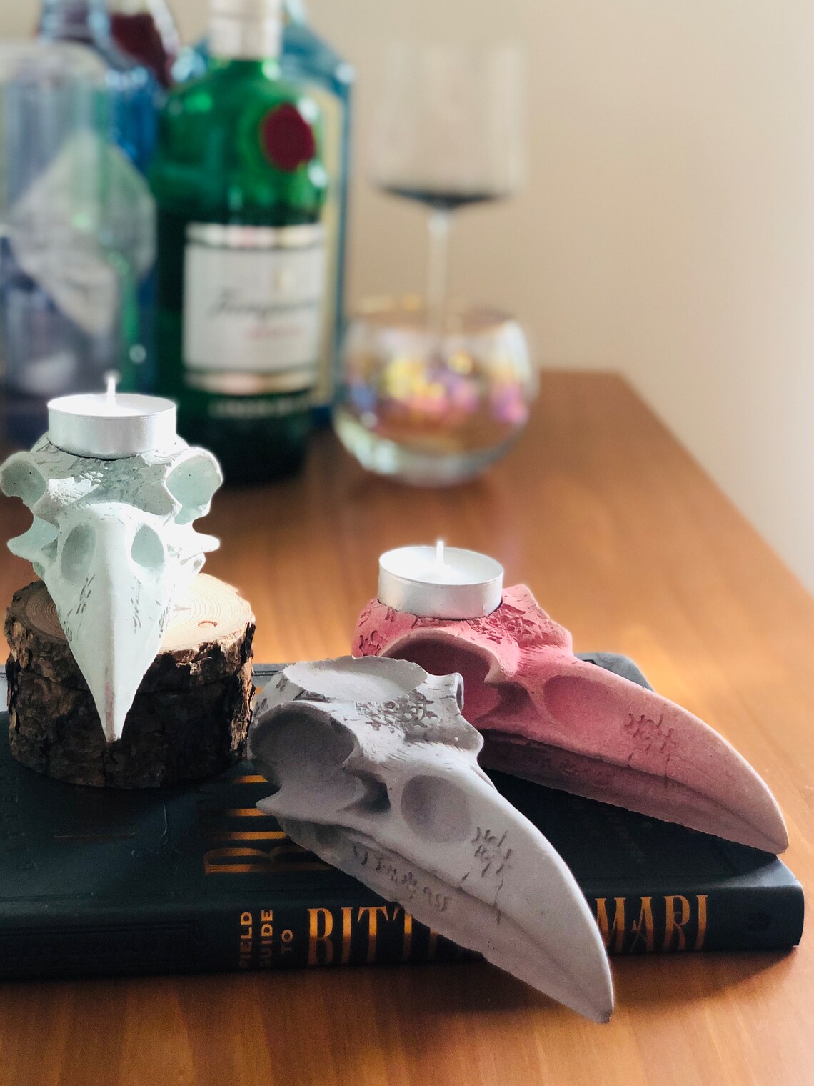 Crow, Crow Candle Holder, Stone Crow, Crow Decor, Gothic Decor, Crow ...