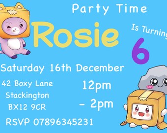 Lankybox Birthday Invitation - Etsy UK