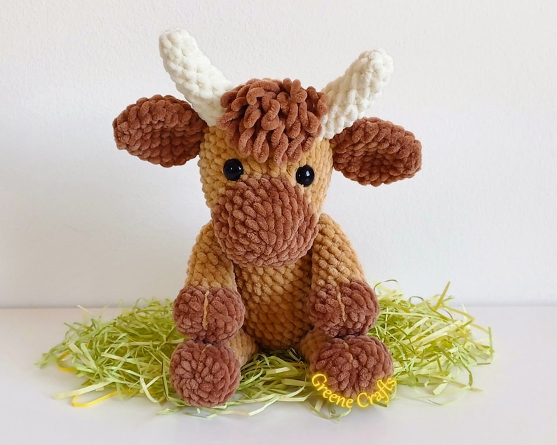 Crochet Pattern - Low Sew Highland Cow Plush Toy - Farm Animal ...