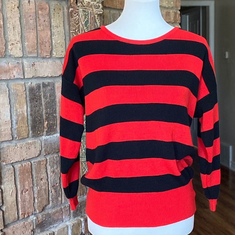 Red and Black Striped Sweaters - Etsy
