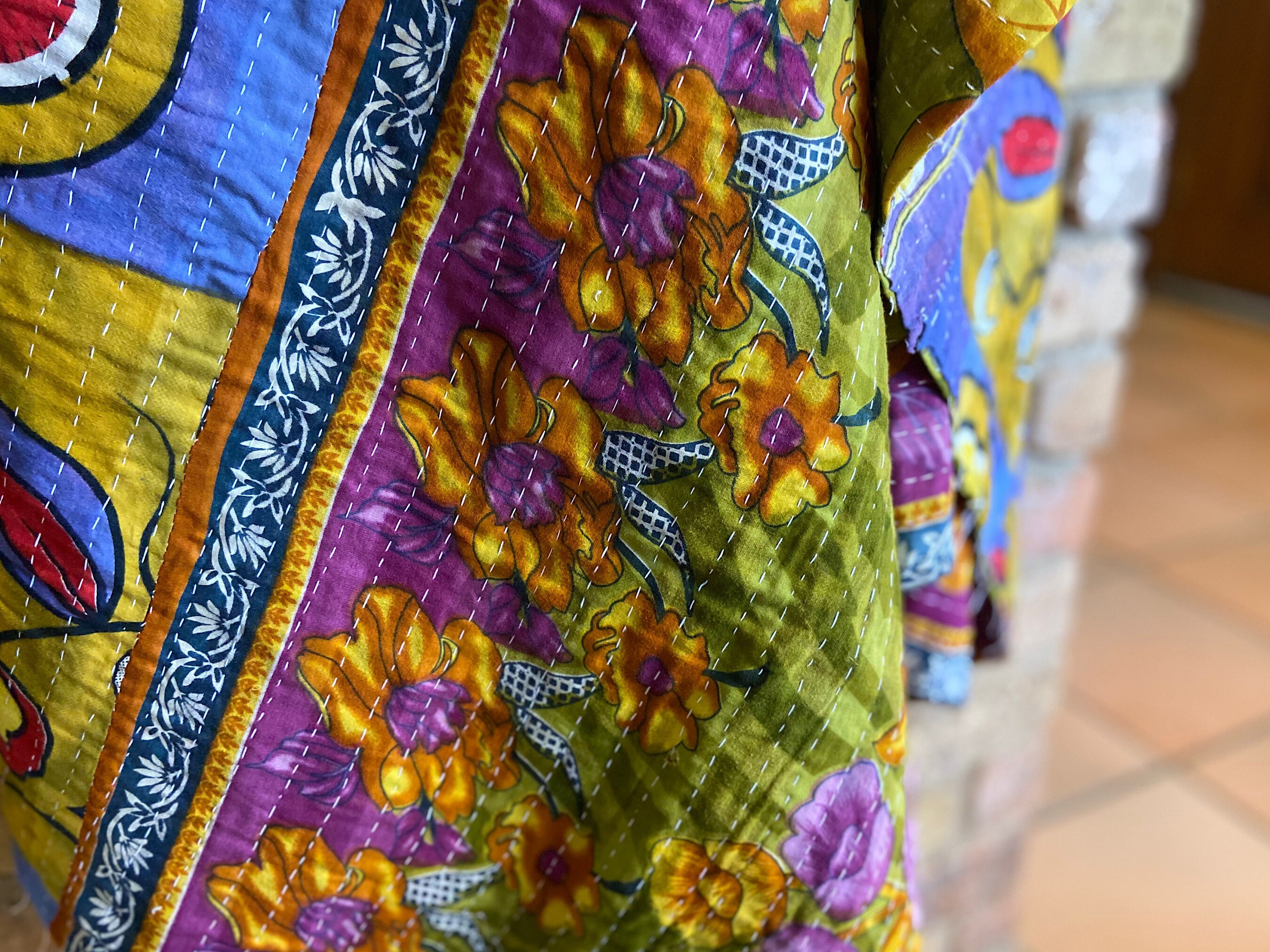 Kantha Quilt Indian Bed Cover Patch Work Handmade Cotton Bedcover Throw ...