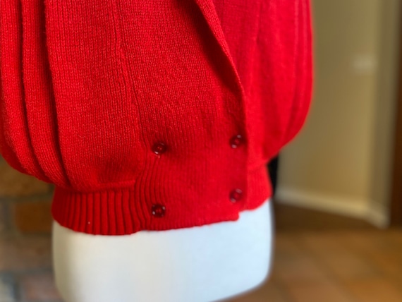 Stylish 80's Bright Red Sweater Vest with Button Acce… - Gem