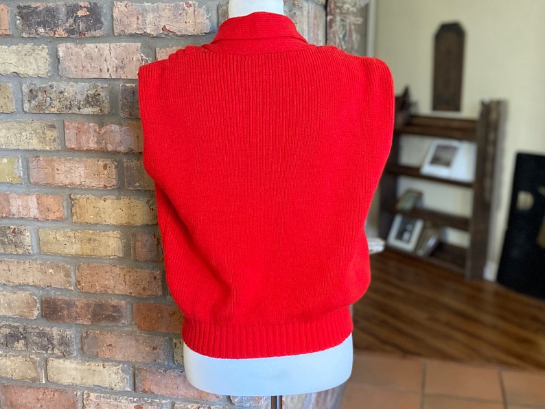 80s Bright Red Sweater Vest: Retro Button Cardigan - Medium - Etsy