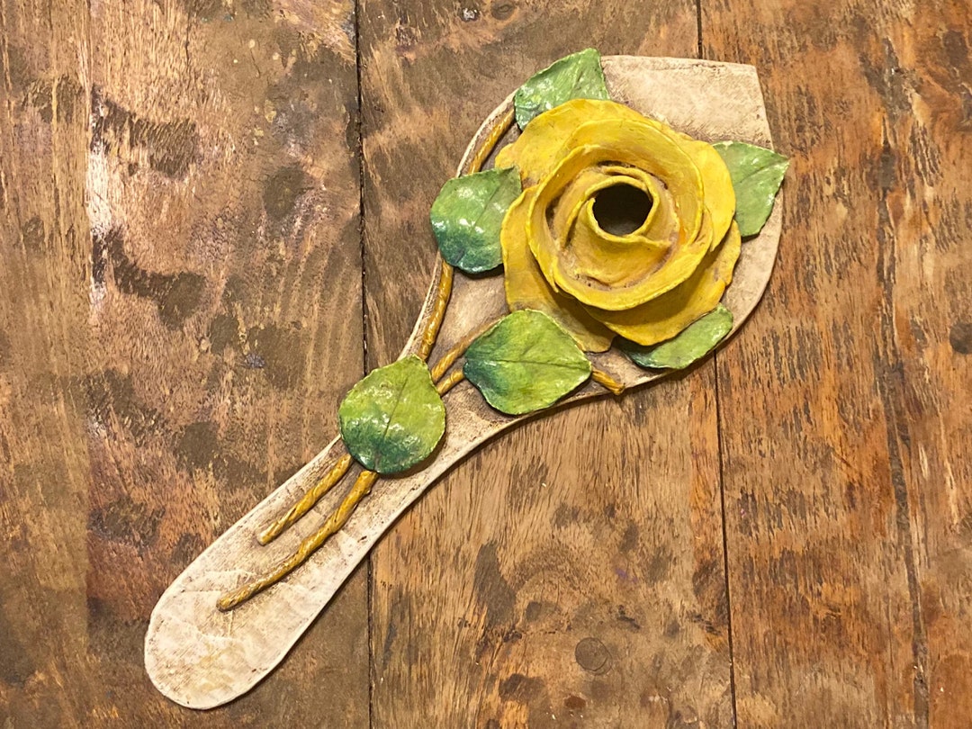 Vintage Yellow Rose Hand Mirror: Handmade Shabby Chic Folk Art - Etsy