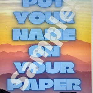 Classroom Poster Digital Download - Put Your Name on Your Paper ...