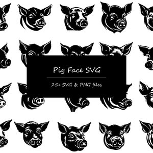 Pig SVG Bundle, Pig SVG, Pig Face SVG, Pig Head Svg, Pig Silhouette Svg ...