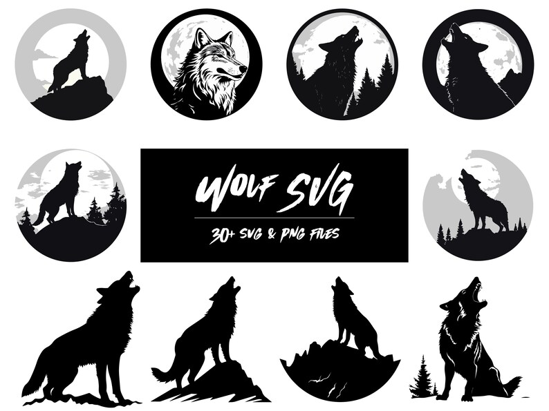 Silueta de lobo SVG Lobo SVG Manada de lobos SVG Gran Lobo - Etsy España