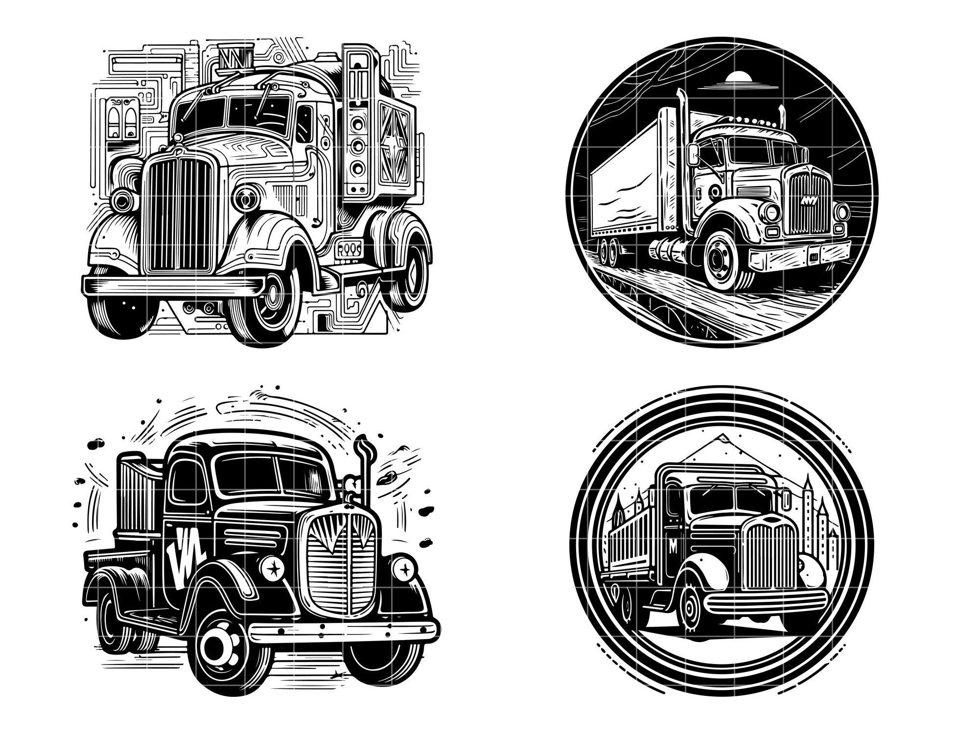 Truck Monogram SVG Bundle, Semi Truck SVG, Dump Truck SVG, Farm Truck ...