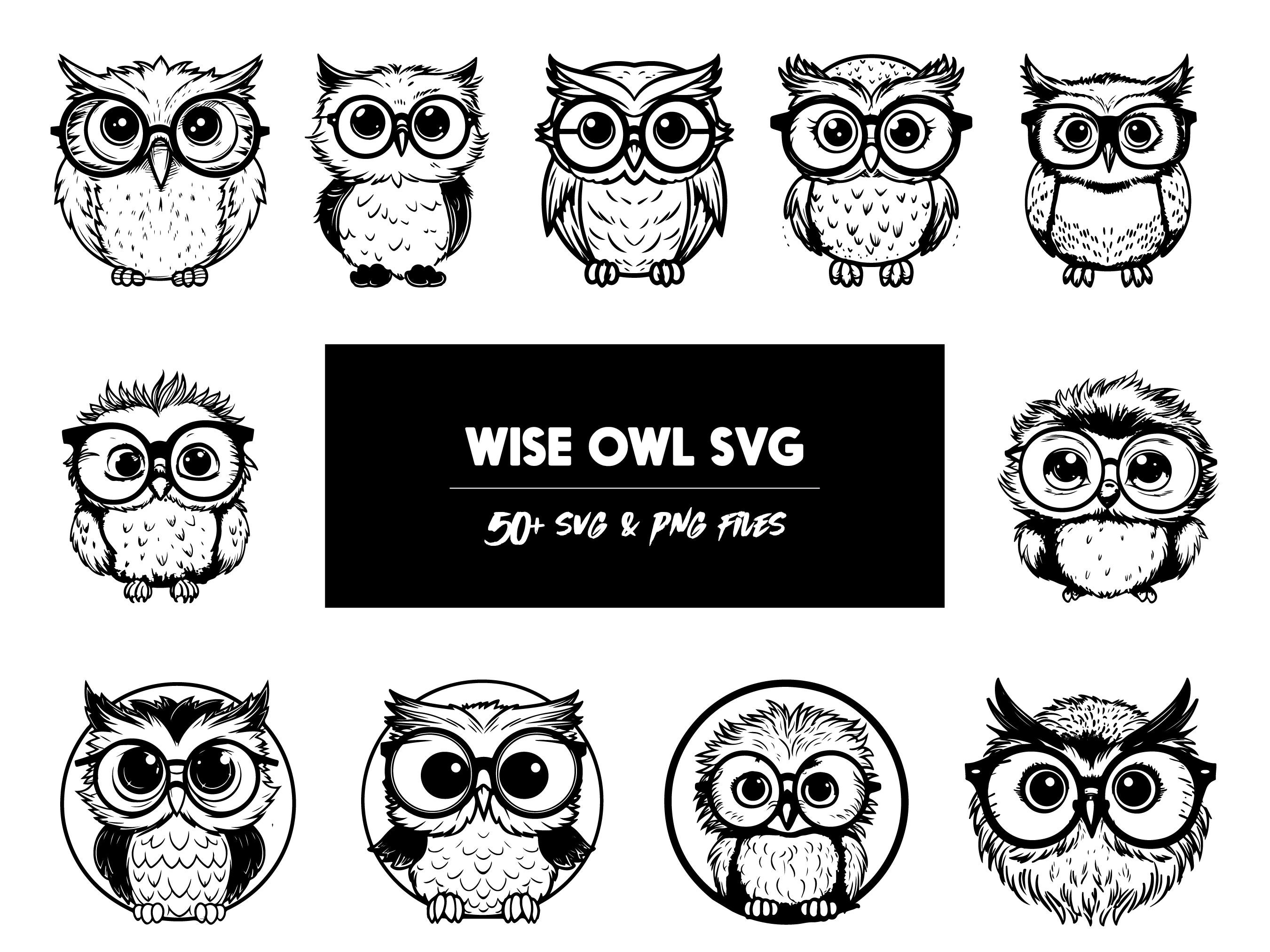 Wise Owl SVG Owl With Glasses SVG Owl Earrings SVG Owl - Etsy